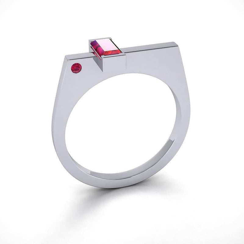 18k Solid Gold Square Shaped Ruby Ring | PurpleMay Jewellery