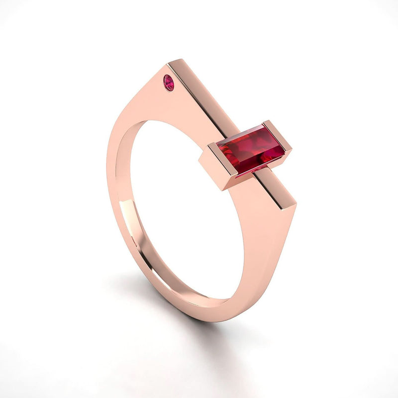 18k Solid Gold Square Shaped Ruby Ring | PurpleMay Jewellery
